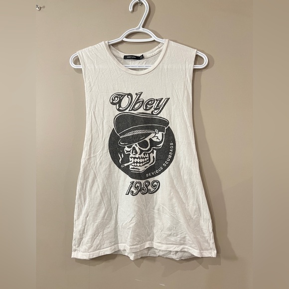 Obey | Shirts | Obey White Skull Graphic Tank | Poshmark